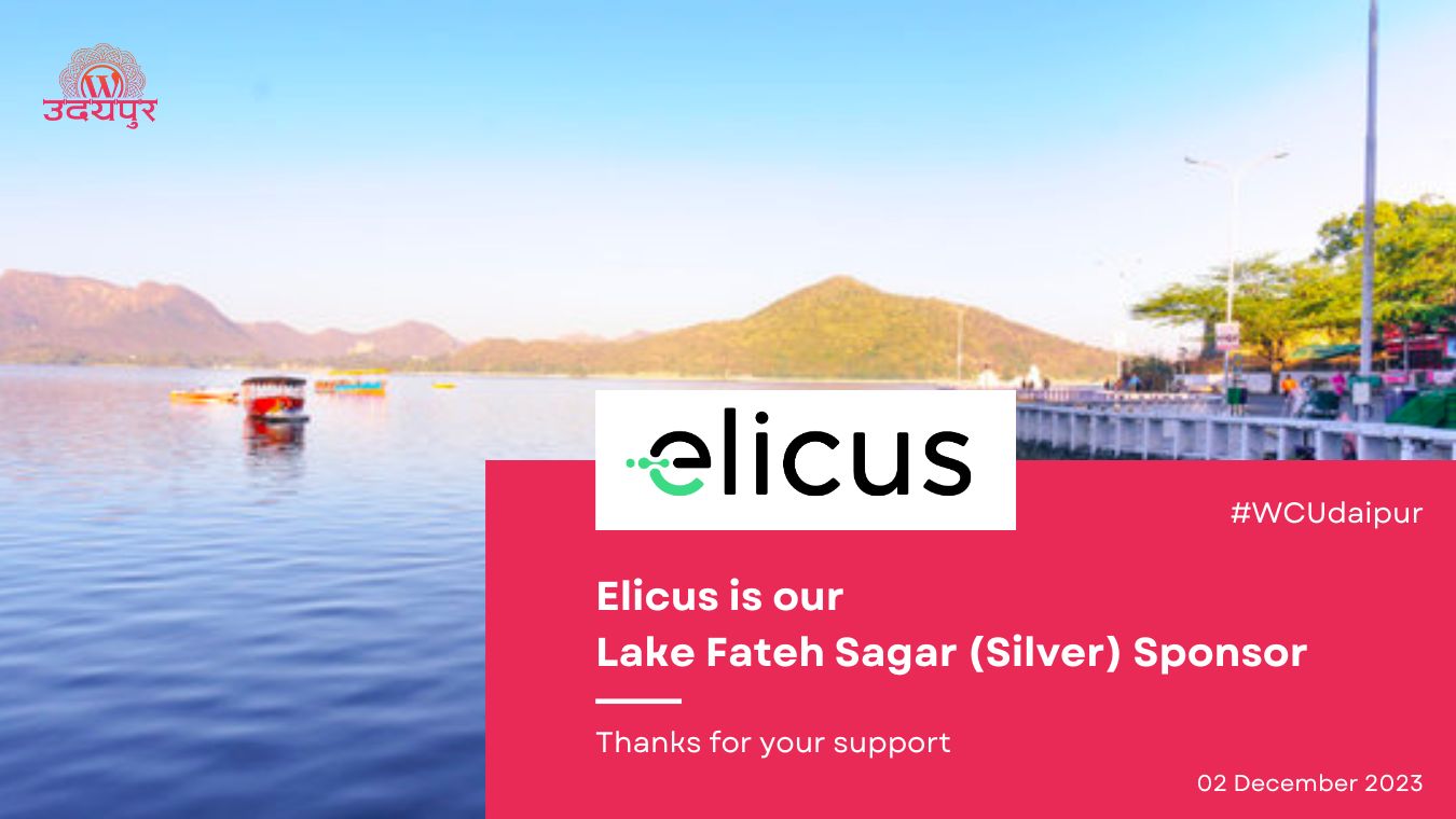 Elicus is our Lake Fateh Sagar (Silver) Sponsor – WordCamp Udaipur 2023